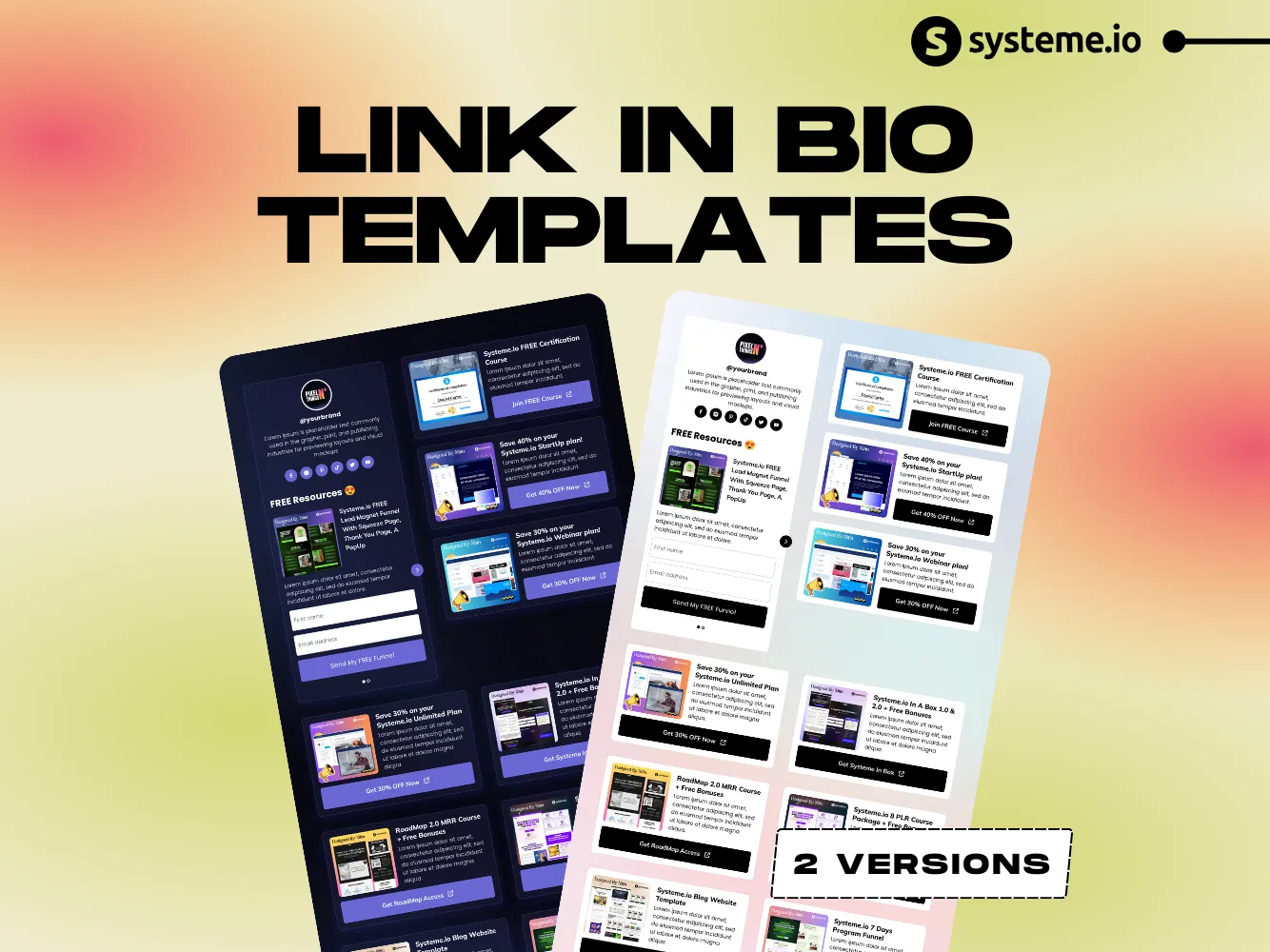Systeme.io Stan Store Theme Based Link-In-Bio Template - Dark And Light Version - PixelNThings