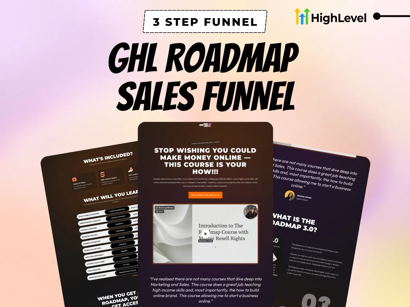 GoHighLevel Roadmap Course Sales Funnel | 3-Step Done For You System ...